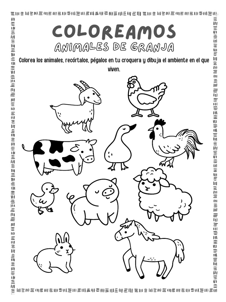 Ficha Colorear Animales de Granja | PDF
