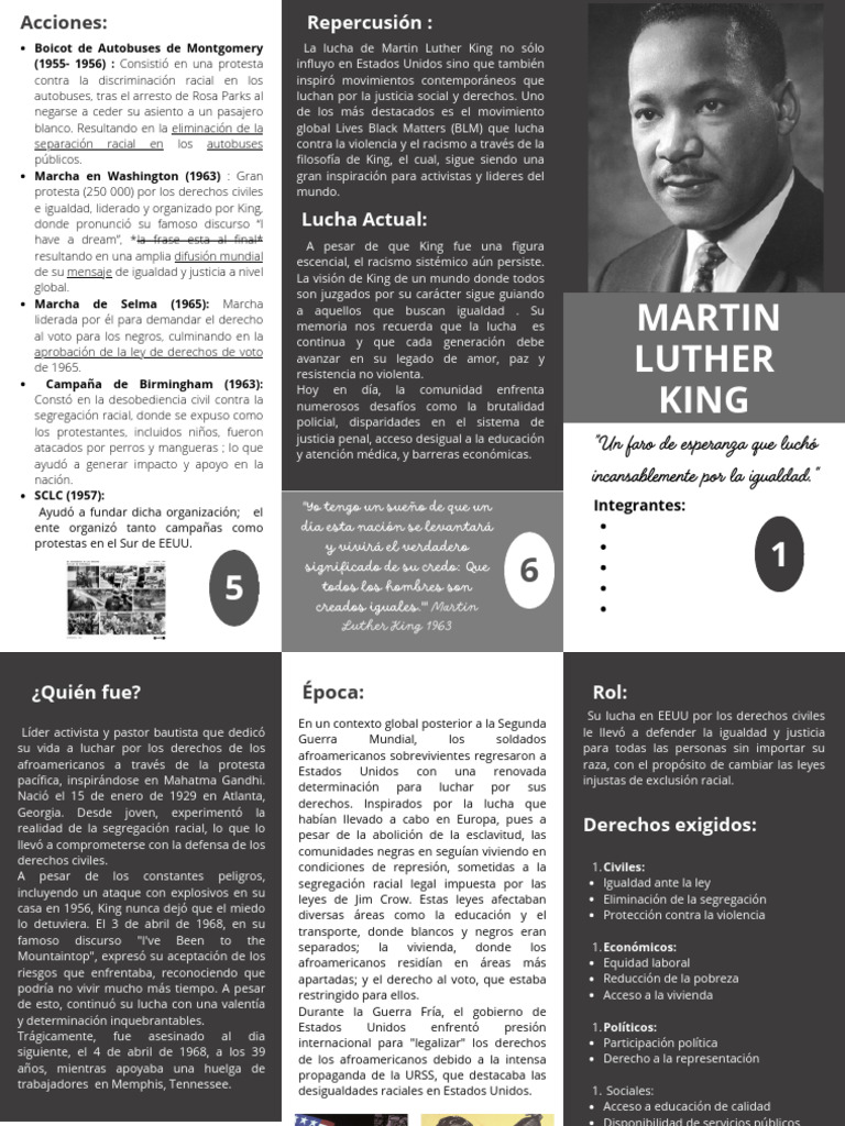Legado de Martin Luther King y Racismo | PDF | Martin Luther King hijo ...