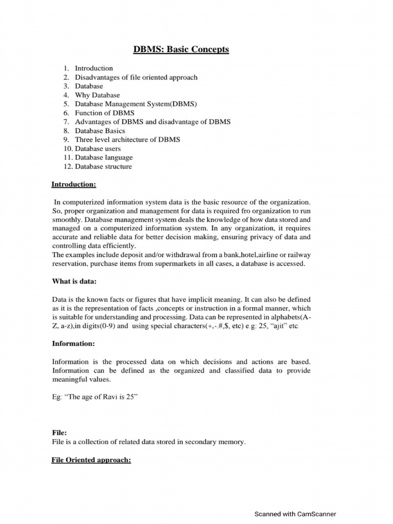 DBMS Theory Concepts Notes | PDF | Databases | Conceptual Model