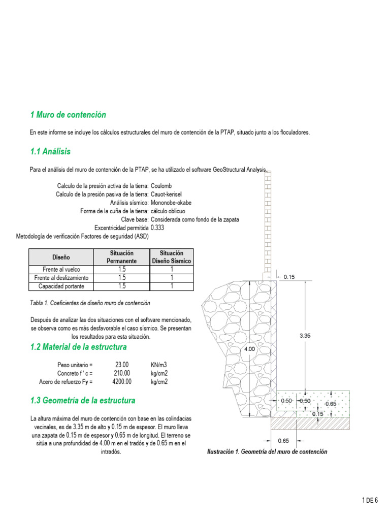 Calculo de Muro de Contención de Concreto Reforzado de 4 MT de Altura | PDF | Fundación ...