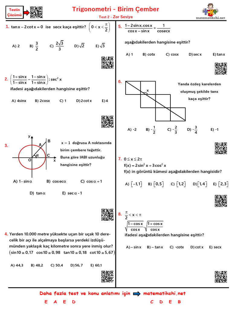 Birim Çember Test 2 Z | PDF