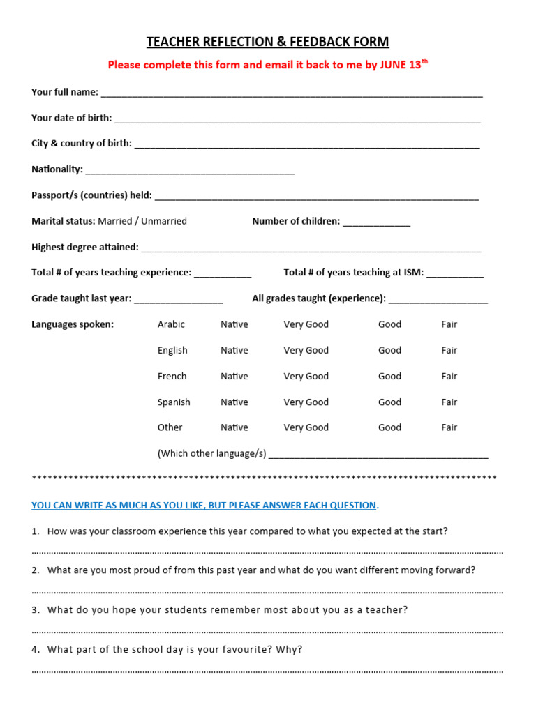 Teacher Reflection FINAL | PDF | Human Communication