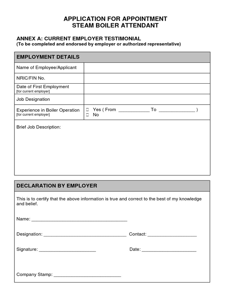 Steam Boiler Attendant Application | PDF | Finance & Money Management