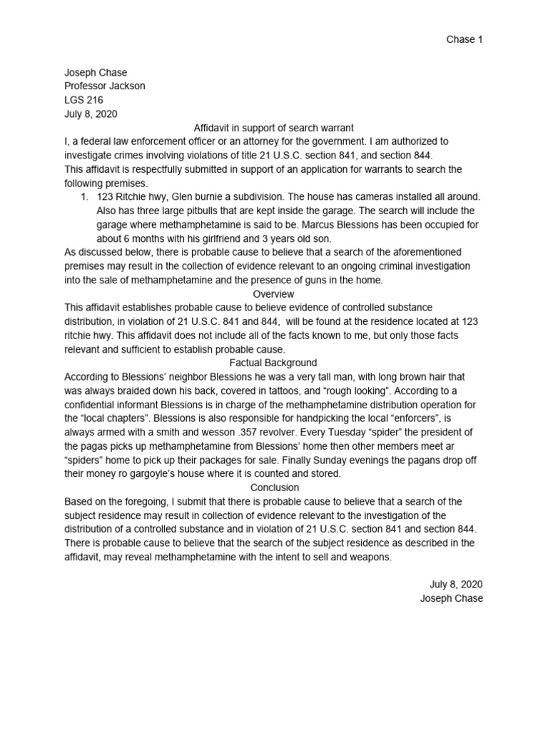 Affidavit Draft | PDF | Probable Cause | Common Law