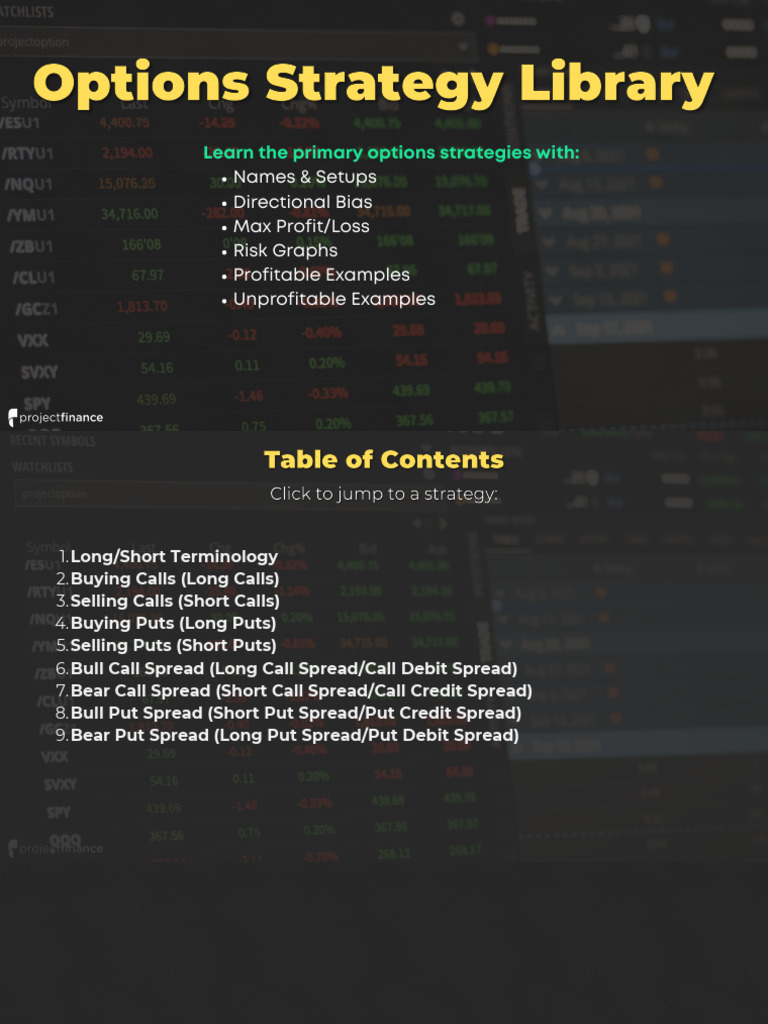 Options Strategy Library FEB 18 2024 | PDF | Option (Finance) | Economies