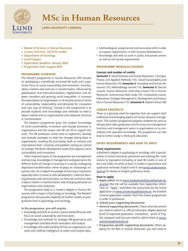 MSC Human Resources Factsheet 2025 1 | PDF | Human Resources | Sociology