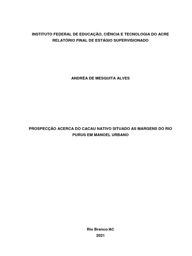 Prospecção do Cacau Nativo no Purus | PDF