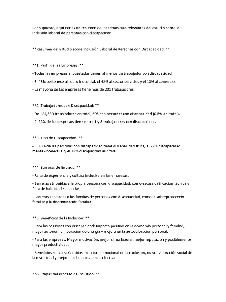 Resumen Factores para La Inclusion PCD OIT | PDF | Accesibilidad | Invalidez