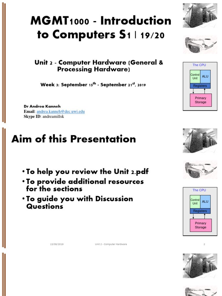 E-Tutor Presentation on Unit 2 | Download Free PDF | Central Processing Unit | Computer Data Storage