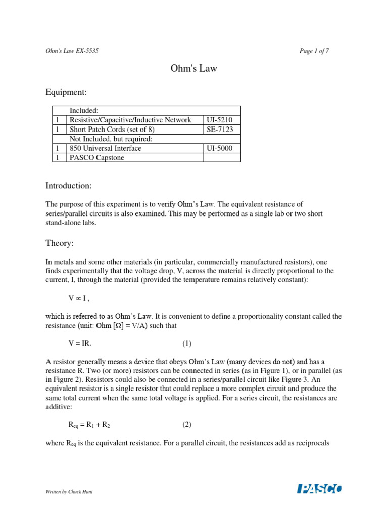 Ohm's Law | PDF | Series And Parallel Circuits | Resistor