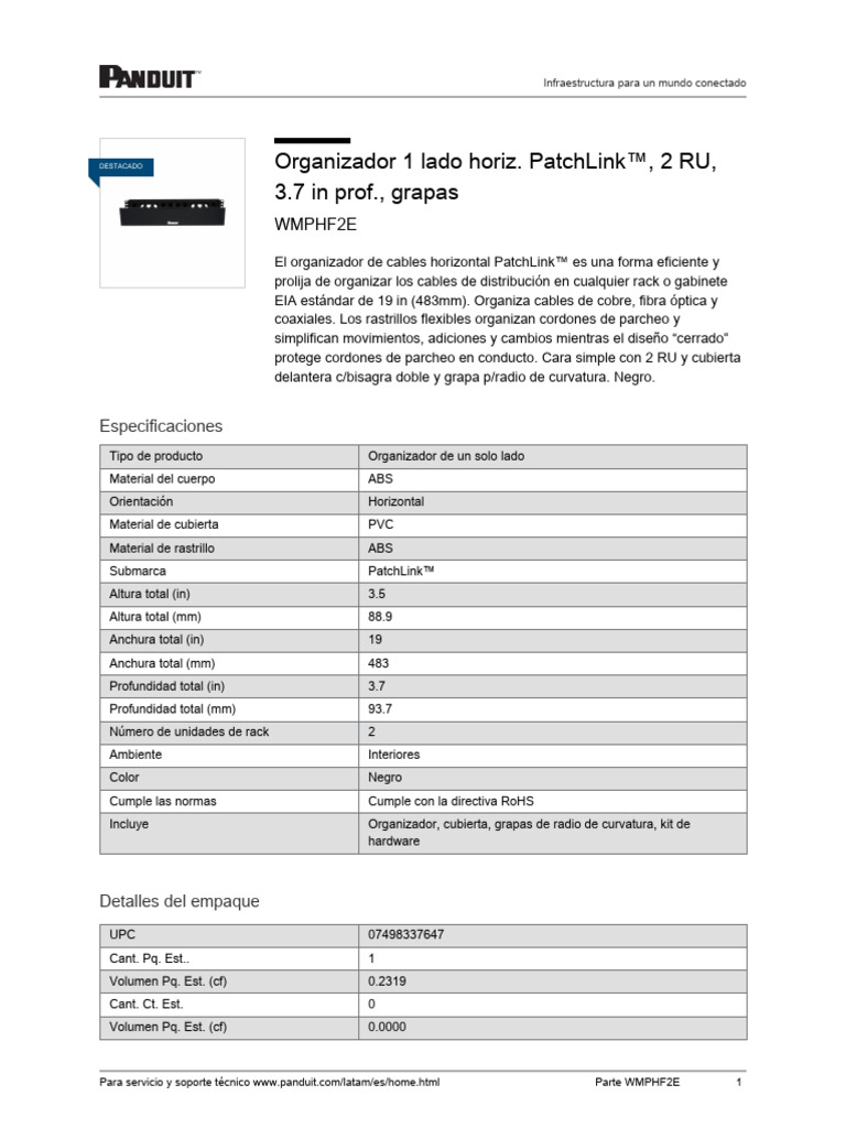 PanduitProductDetails WMPHF2E | PDF | Bienes manufacturados