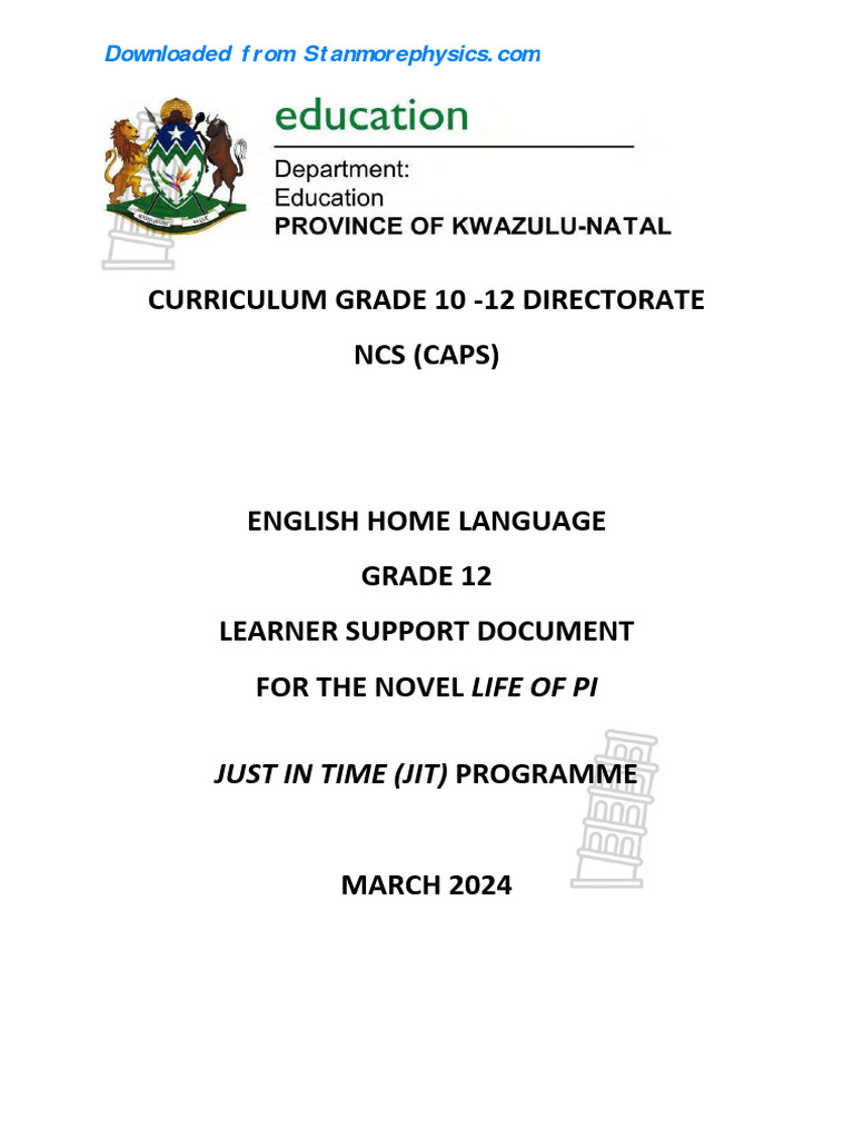 Grade 12 Guide: Life of Pi Analysis | PDF