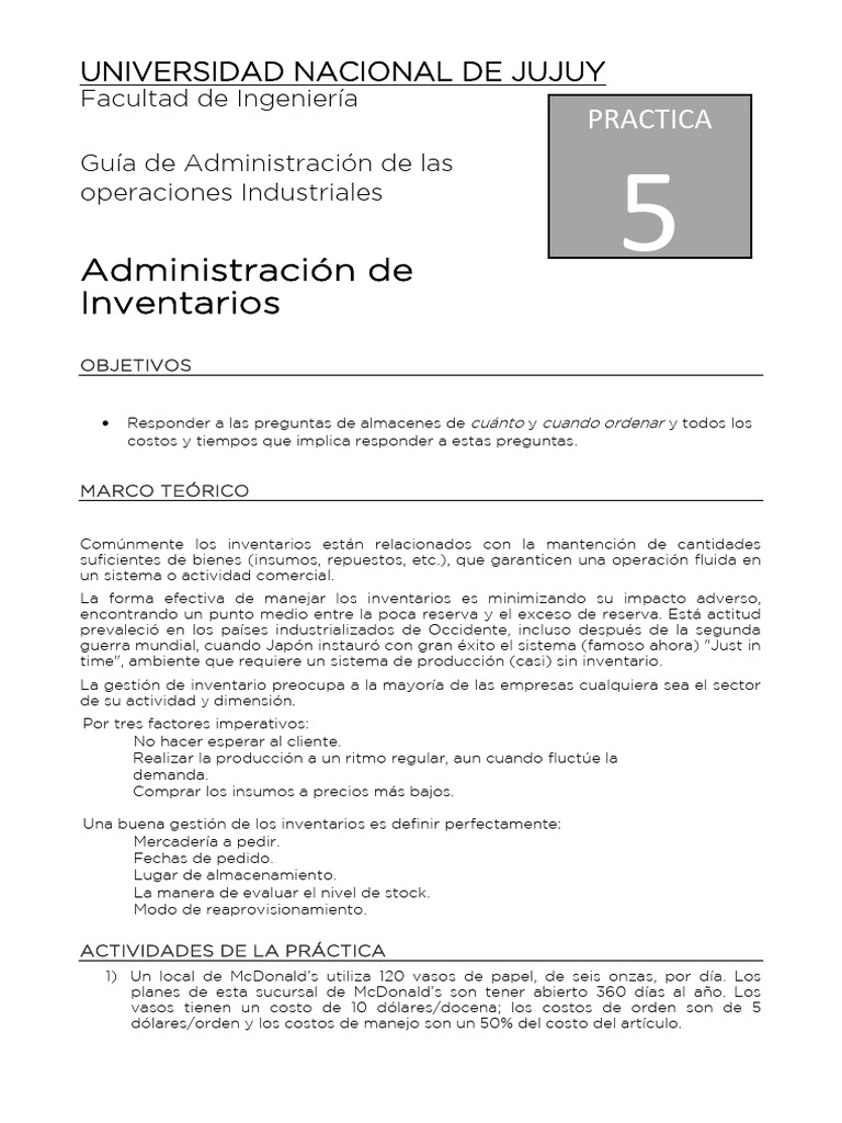 TP N°5 Inventario | PDF | Business | Economias
