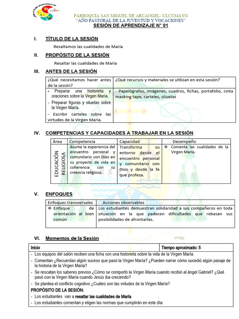 Sesion Las Virtudes de Maria | PDF | María, madre de Jesús