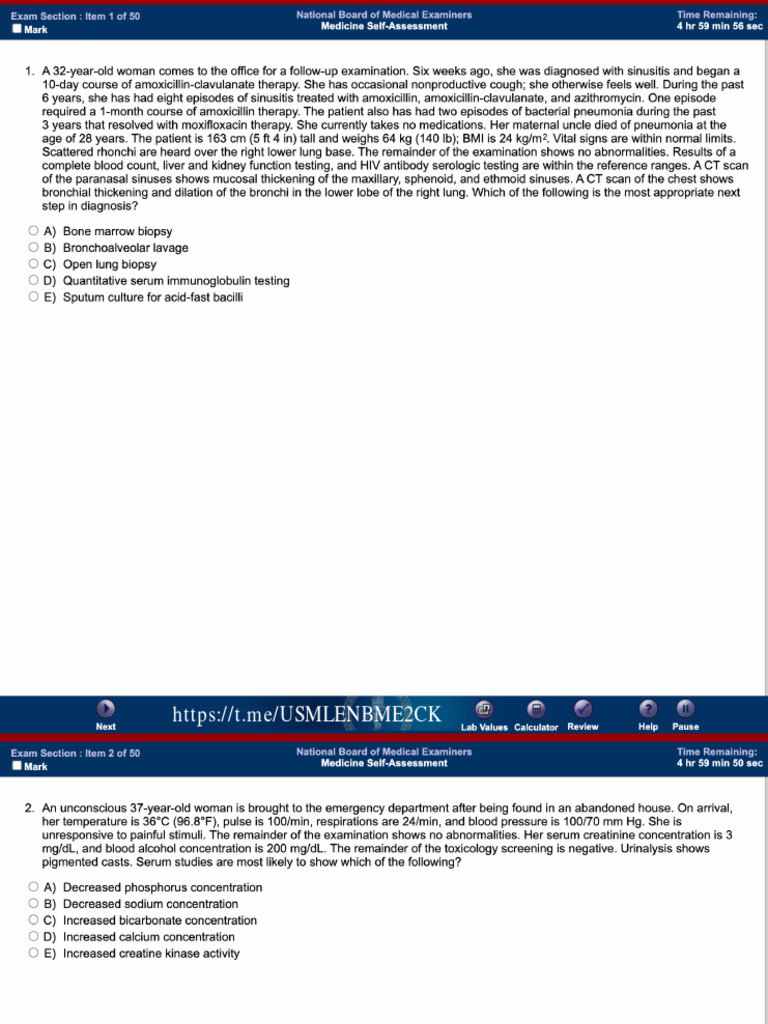 Internal Medicine 5 - Questions | PDF | Pneumonia | Osteoporosis