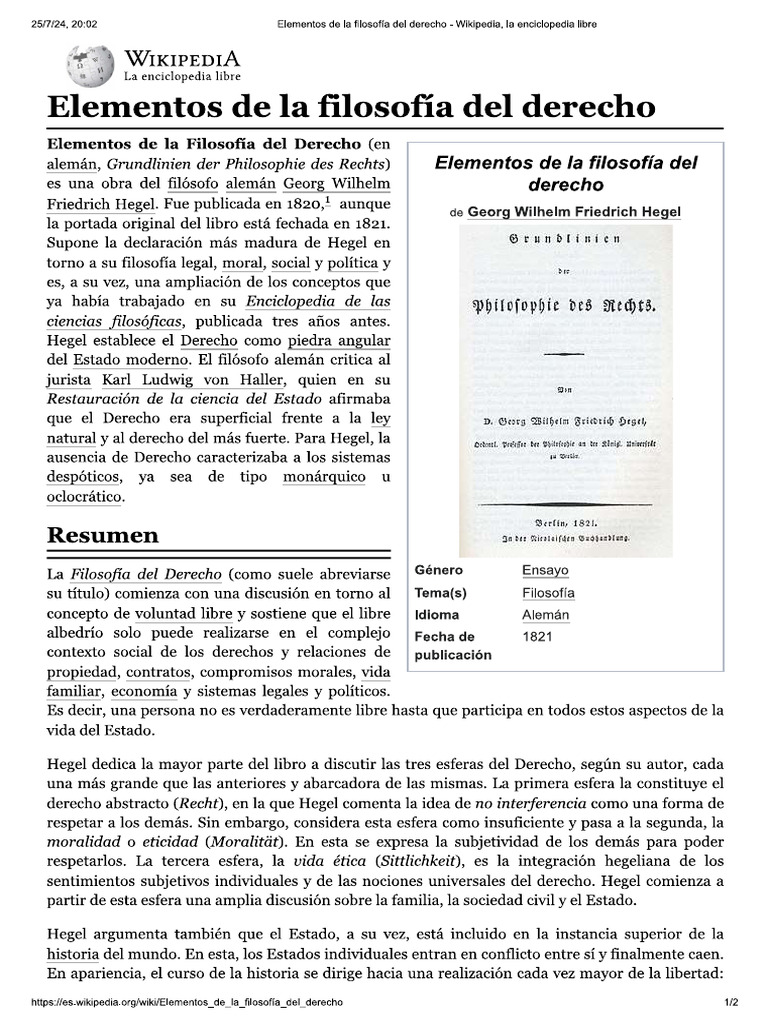 Elementos de La Filosofía Del Derecho | PDF