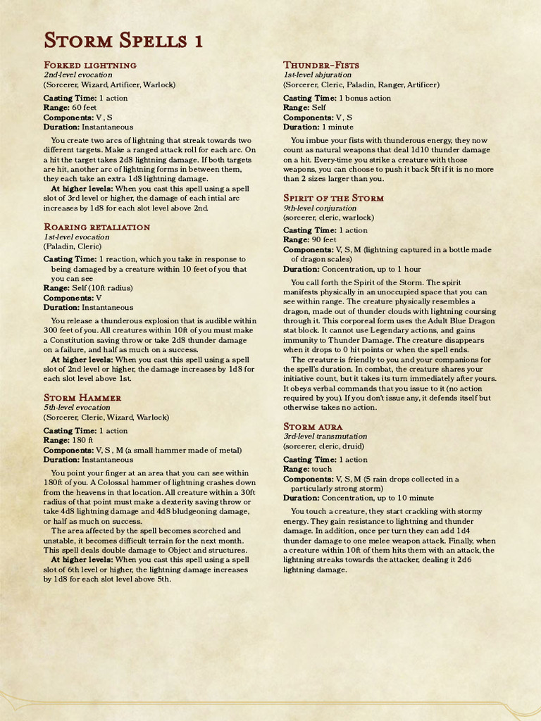Storm Spells 1 | PDF | Magician (Fantasy) | Lightning
