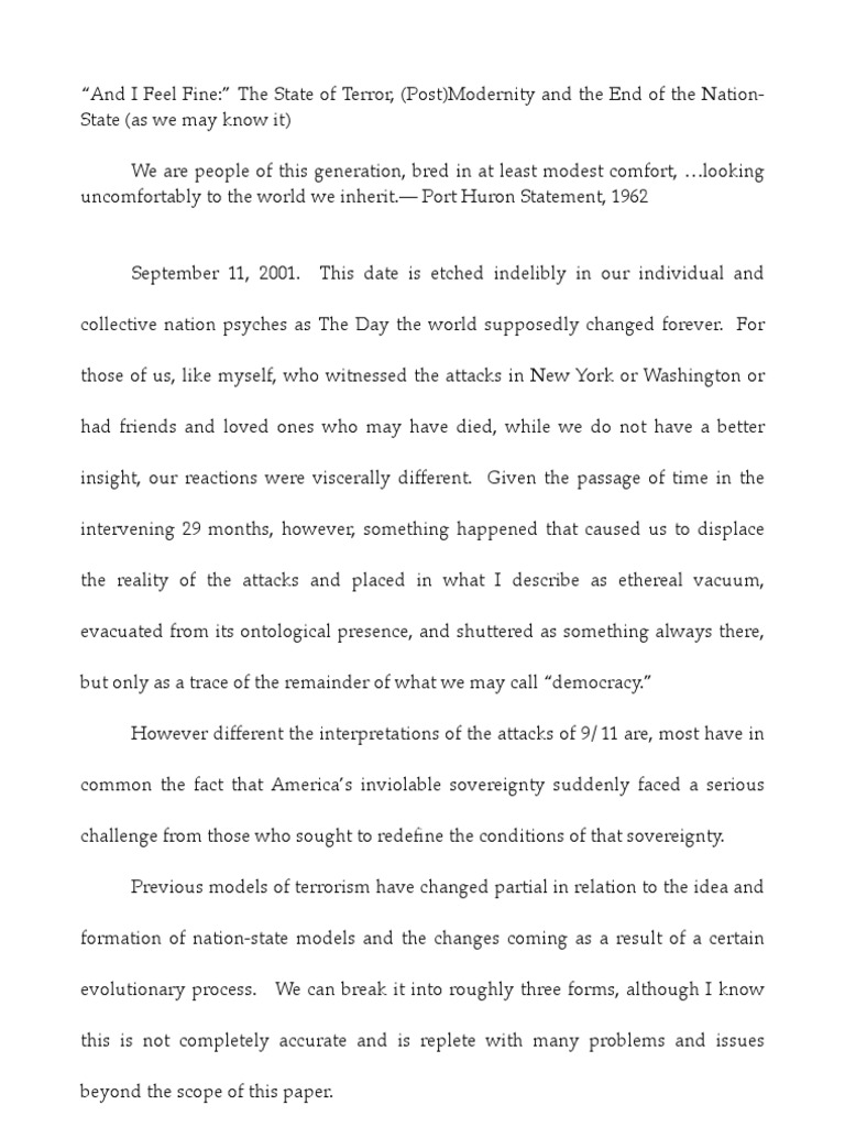 9:11 Paper New | PDF | Imperialism | Nation State