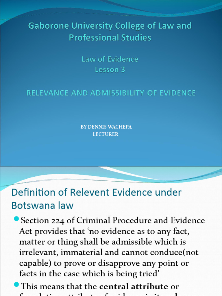 Law of Evidence | PDF | Relevance (Law) | Evidence