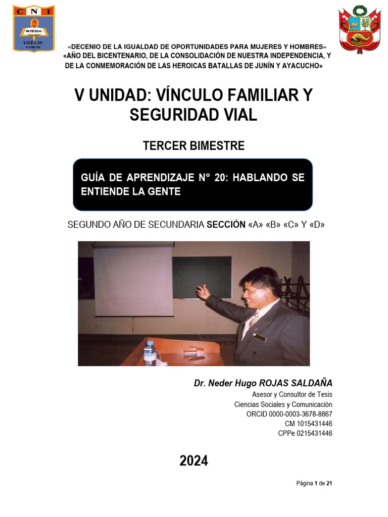 GUÍA DE APRENDIZAJE #20 - Hablando Se Entiende La Gente | PDF