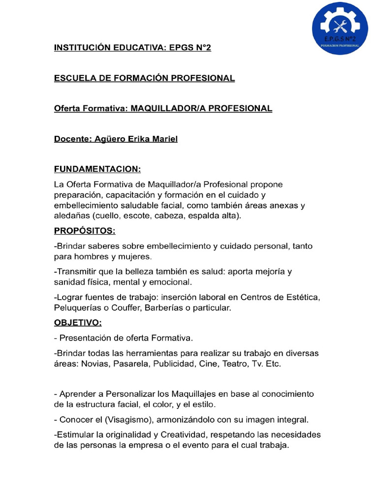 Programa de Maquillador Profesional 2024 Modificado | PDF