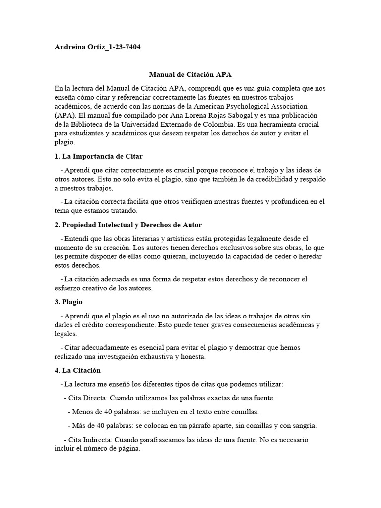 Reporte Citación APA | PDF | Plagio | Estilo apa