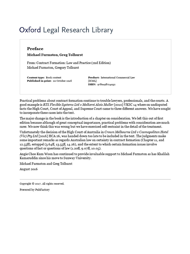 Contract Formation Law and Practice Compress | PDF | Consideration ...