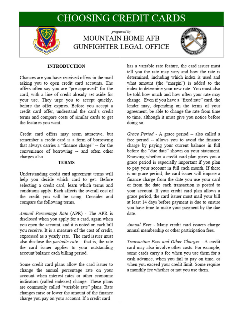 Choosing Credit Cards | PDF | Credit Card | Annual Percentage Rate