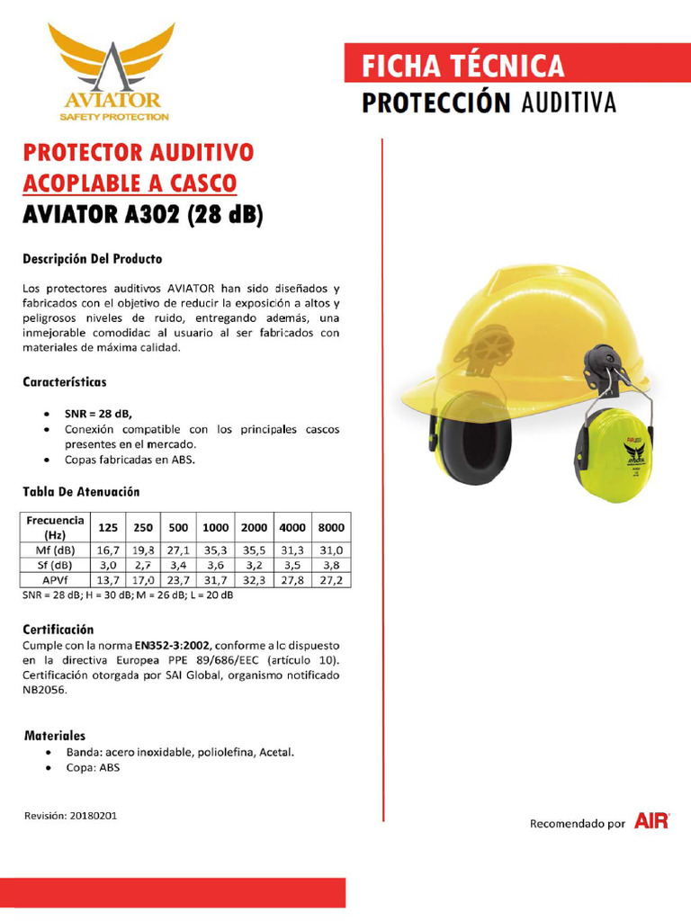 088 05 FT Aviator A302 Protector Auditivo | PDF
