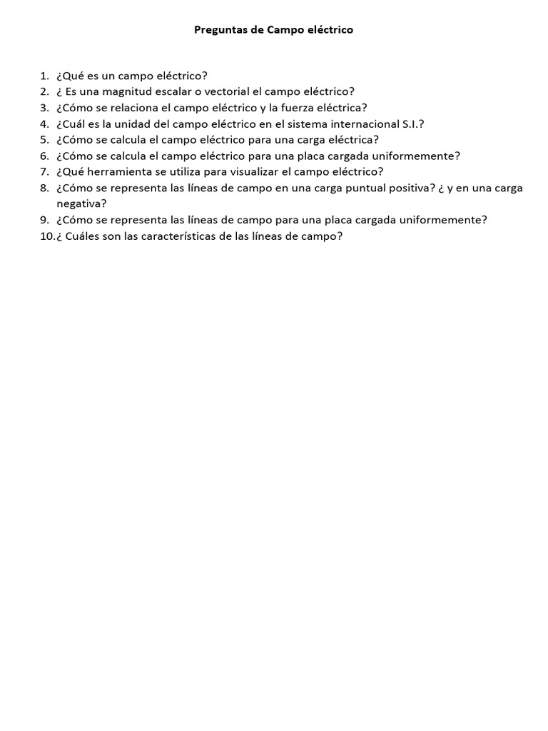 Preguntas de Campo Electrico | PDF