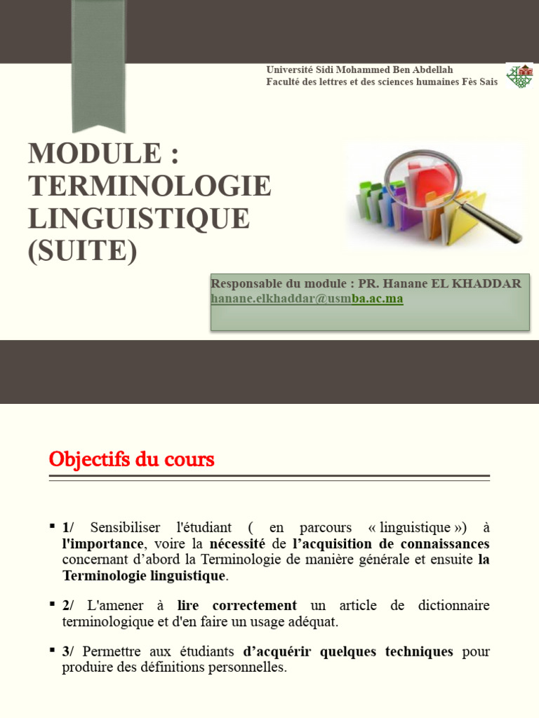 Cours de Terminologie Linguistique (Suite) | PDF | Linguistique ...