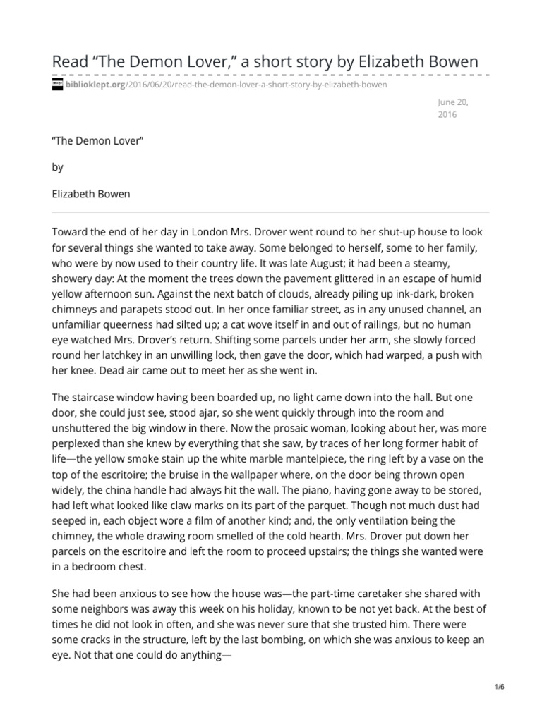 Elizabeth Bowen's "The Demon Lover" | PDF | Mystery, Thriller & Crime ...