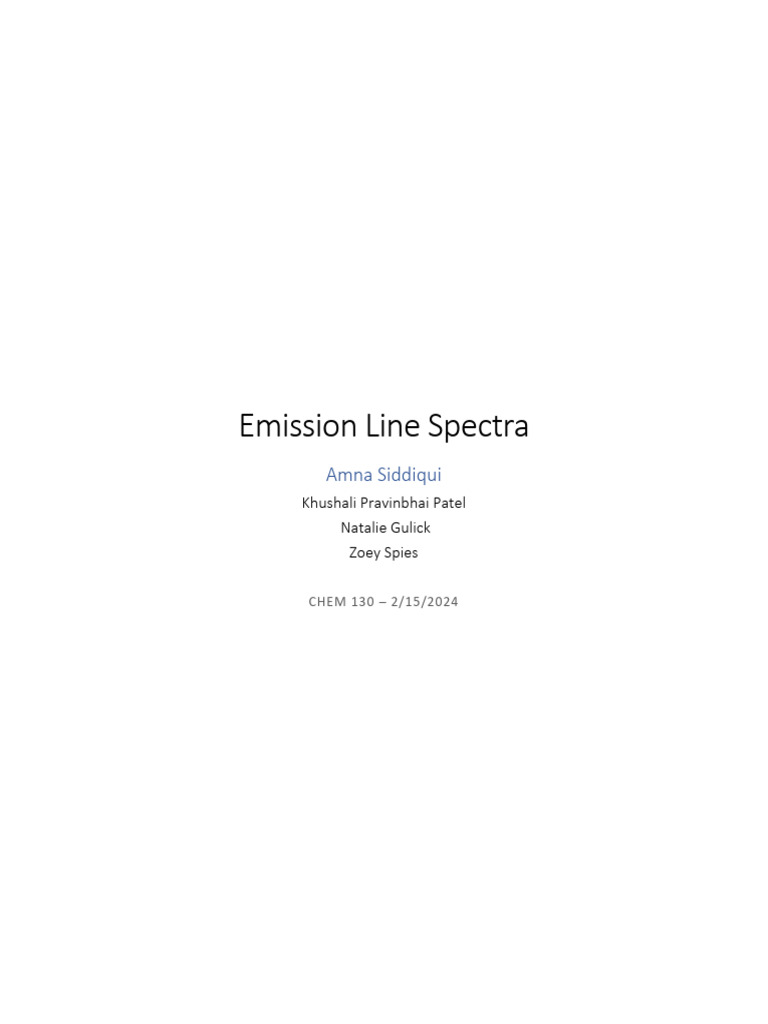 Emission Line Spectra Lab Report | PDF | Emission Spectrum | Spectral Line