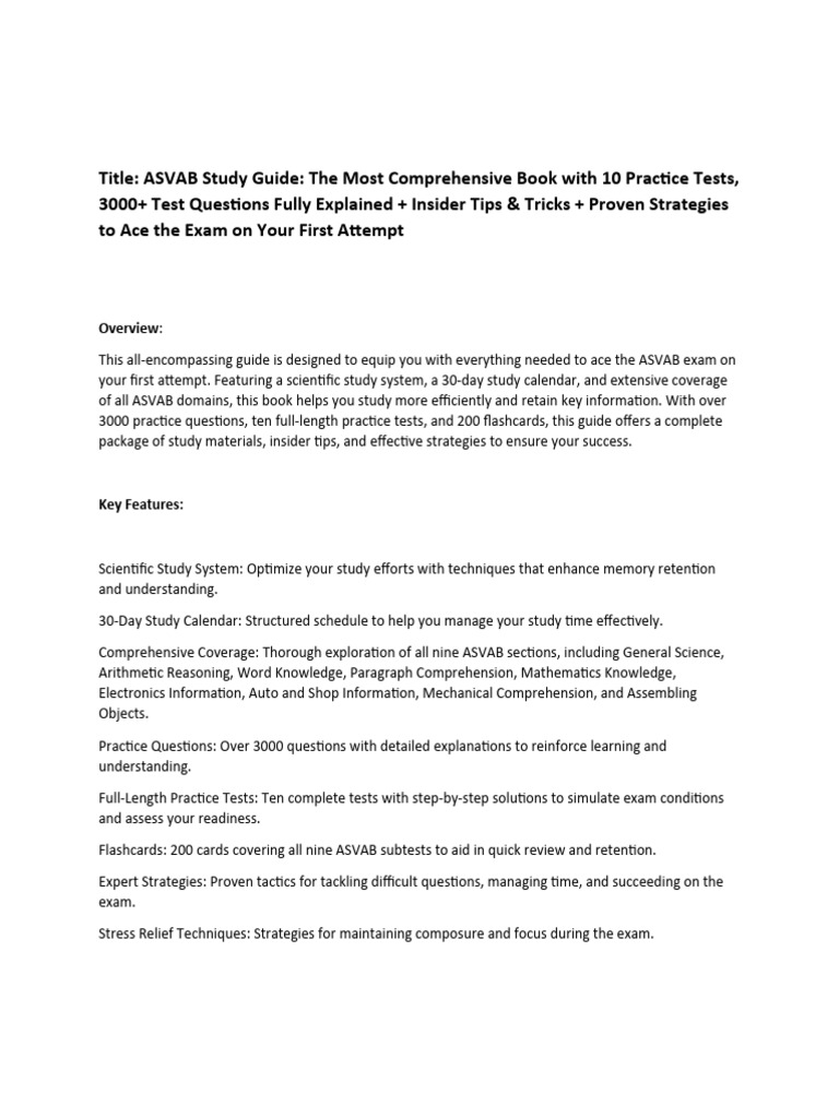 ASVAB Study Guide Book 1 | PDF | Reading Comprehension | Mathematics