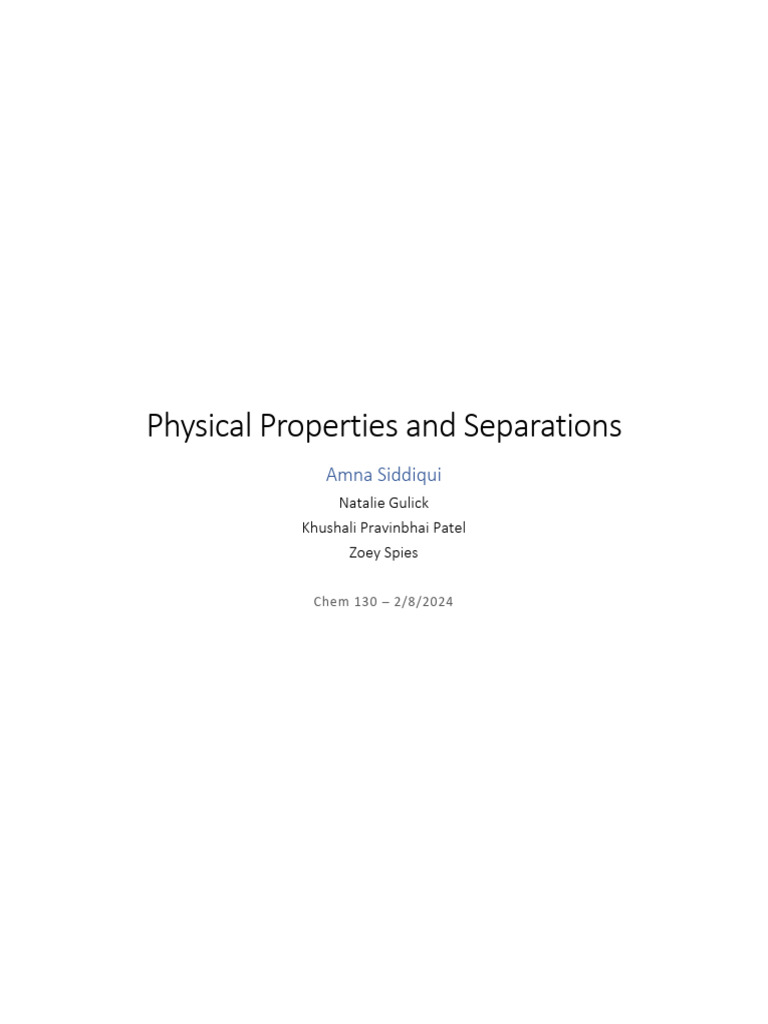 Physical Properties Lab Report | PDF | Mixture | Chemistry