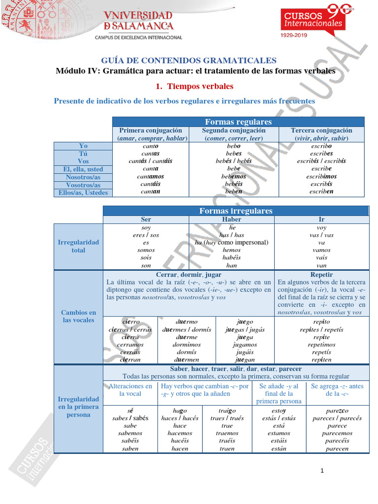 Gramática de Tiempos Verbales en Español | PDF | Verbo | Gramática