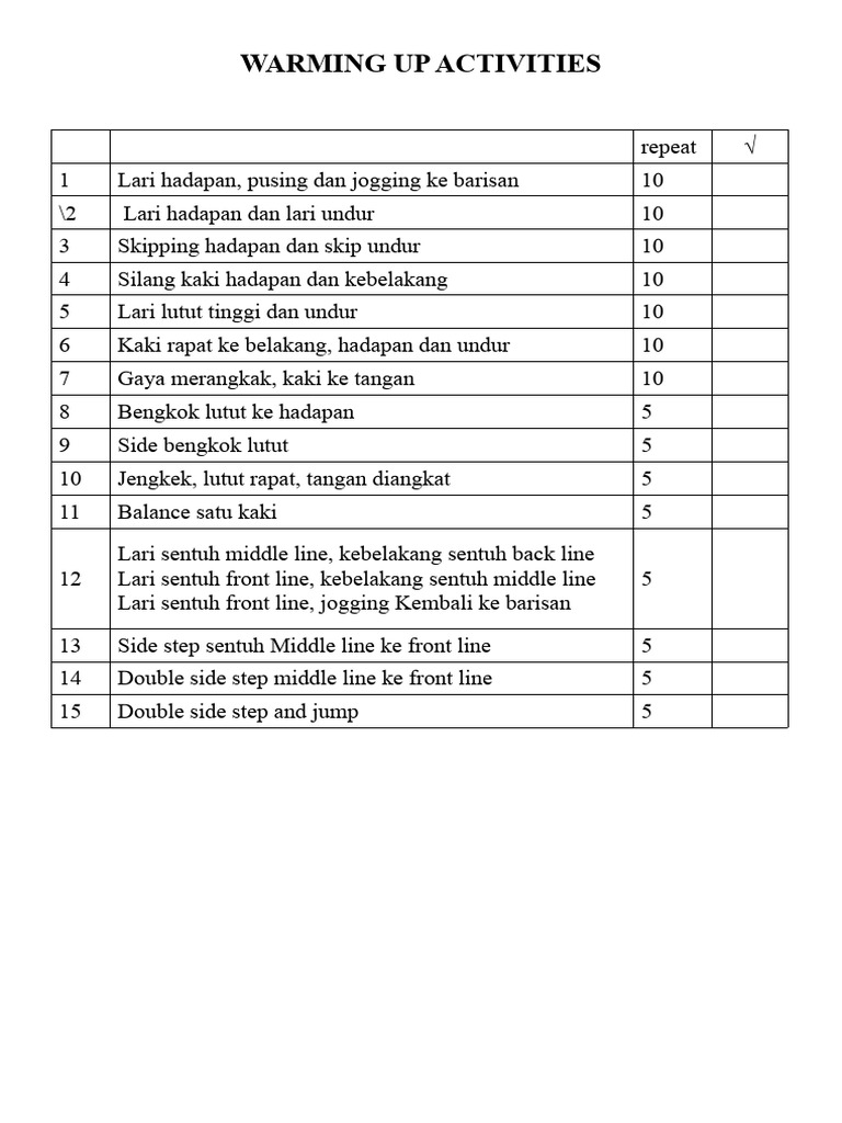 Volleyball Warming Up Activities | PDF