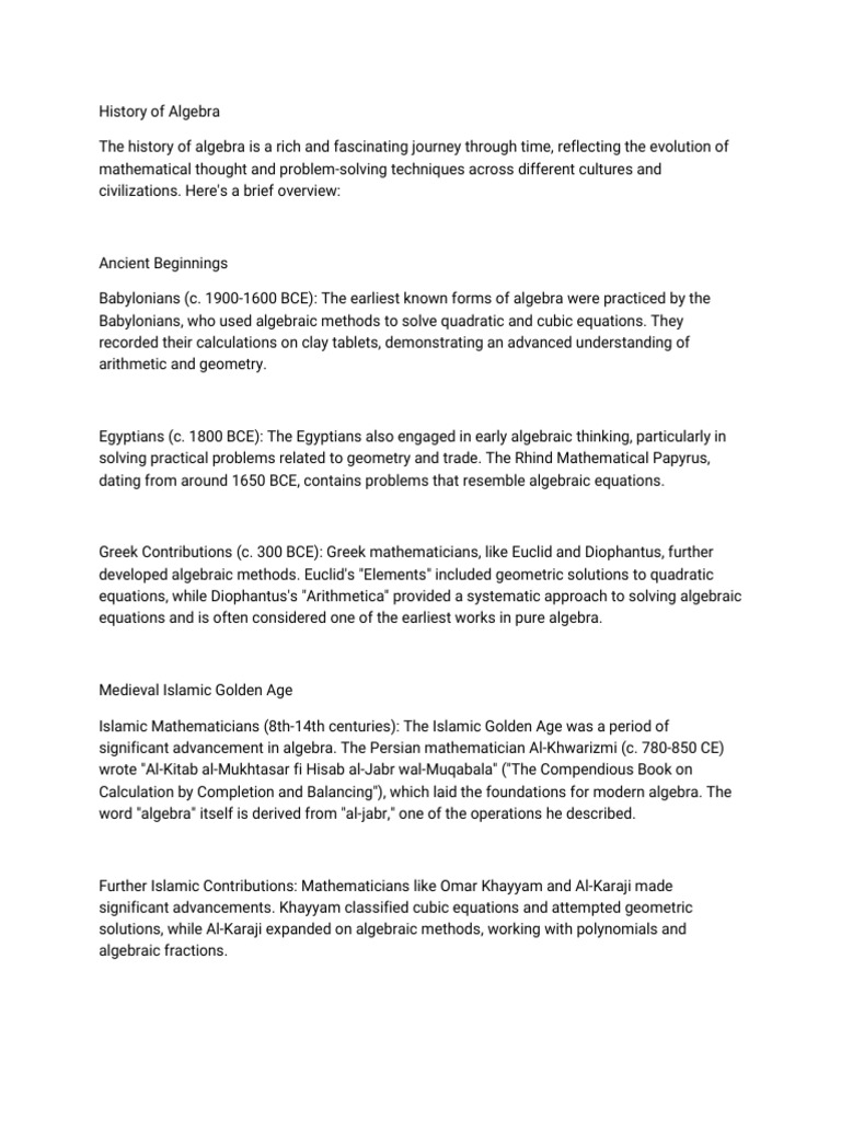 History of Algebra | PDF