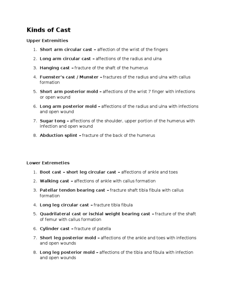Types of Casts and Traction Techniques | PDF | Hip | Arm