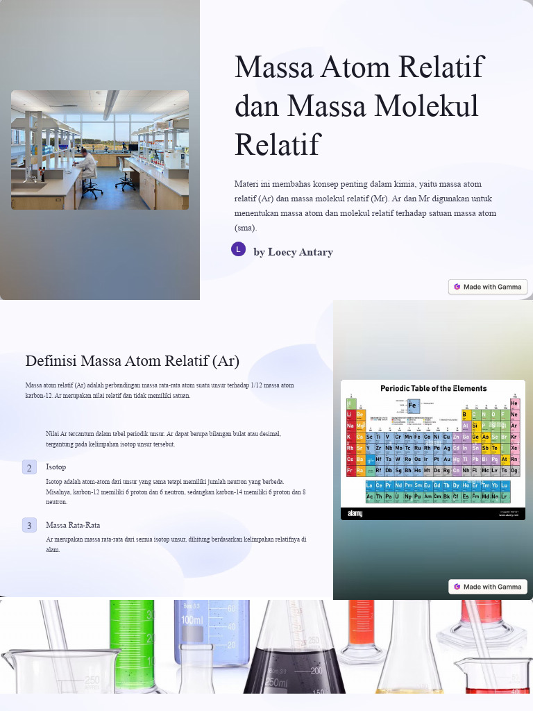 Massa Atom Relatif Dan Massa Molekul Relatif | PDF