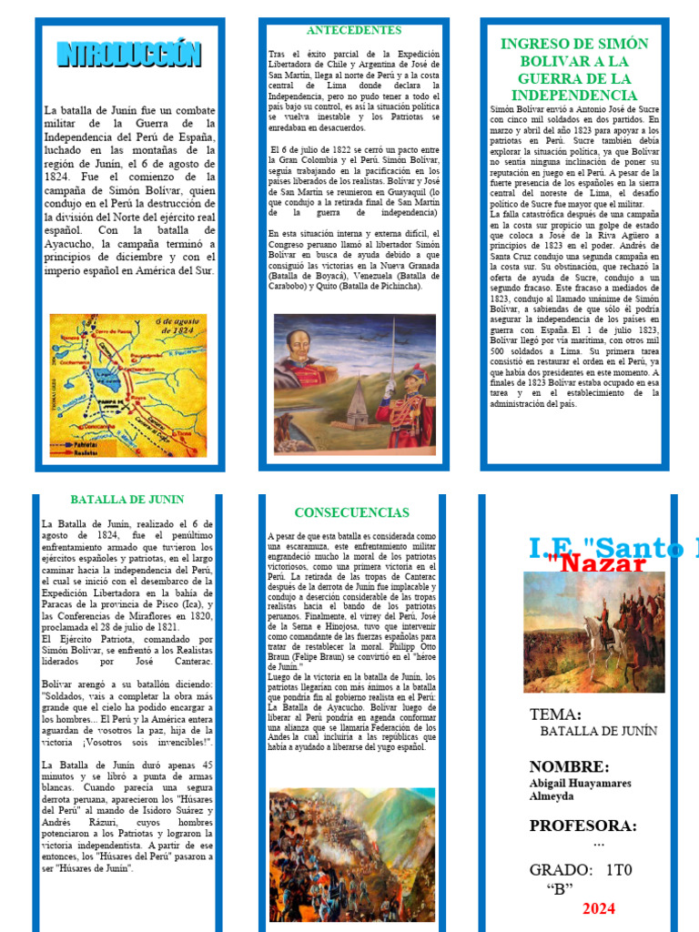 Abi Triptico Batalla de Junin | PDF | Perú | Operaciones militares