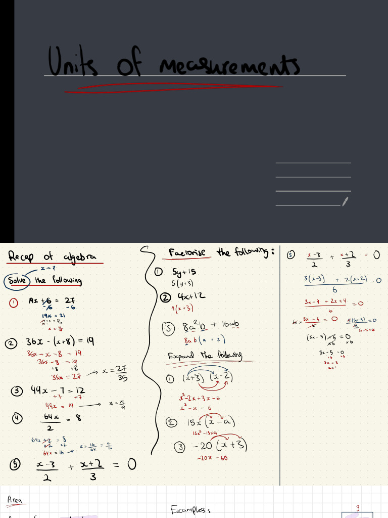 Units of Measurement Notes Yr7 | PDF