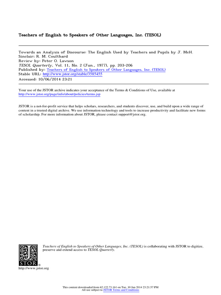 Discourse Analysis in Classroom English | PDF | Linguistics | Question