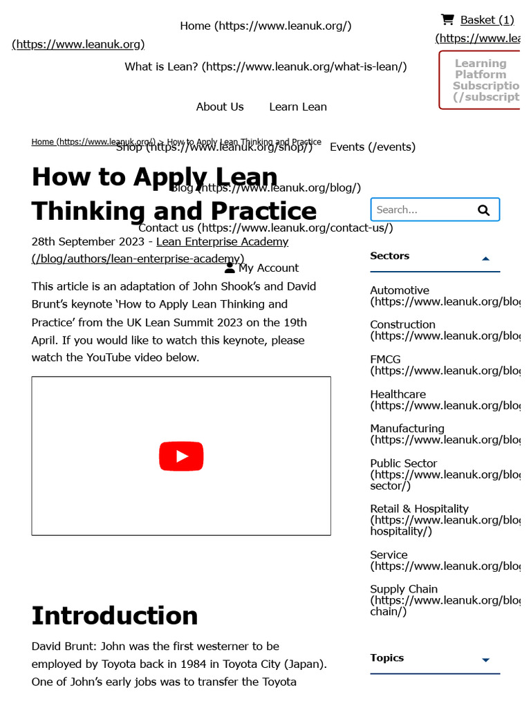 How To Apply Lean Thinking and Practice - LEA Blog | PDF | Lean ...