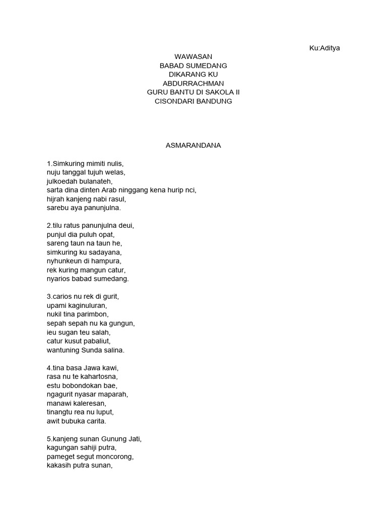 Babad Sumedang: Sejarah dan Cerita | PDF
