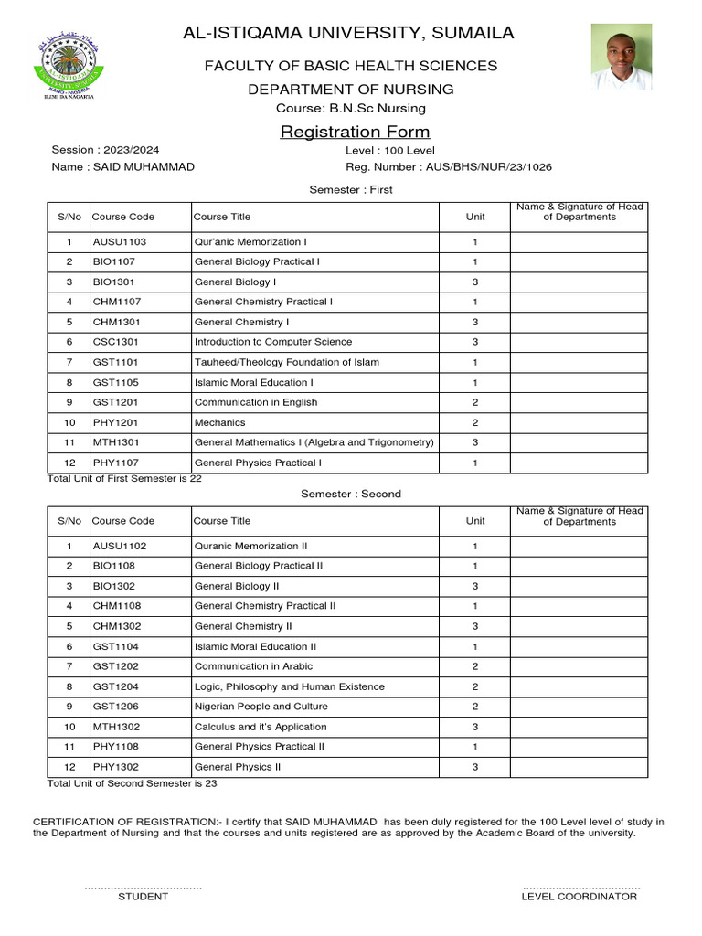 Course Form - SECOND SEMESTER, 2023 - 2024 | PDF