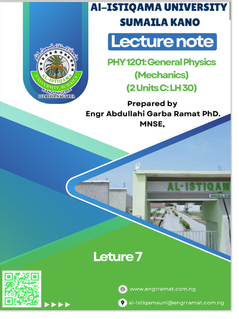 PHY 1201 Lecture 7 (General Physics) | PDF