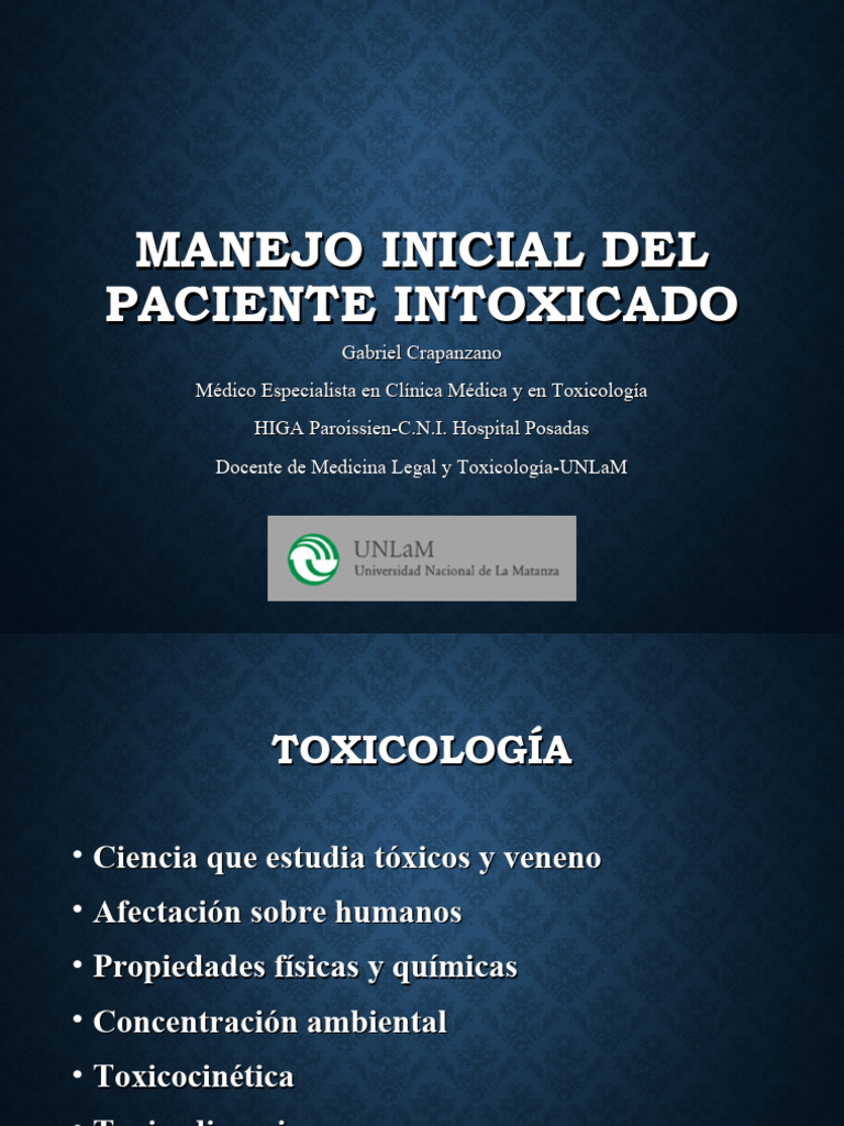 Manejo Inicial Del Paciente Intoxicado 1 | PDF | Toxicología | Medicina CLINICA