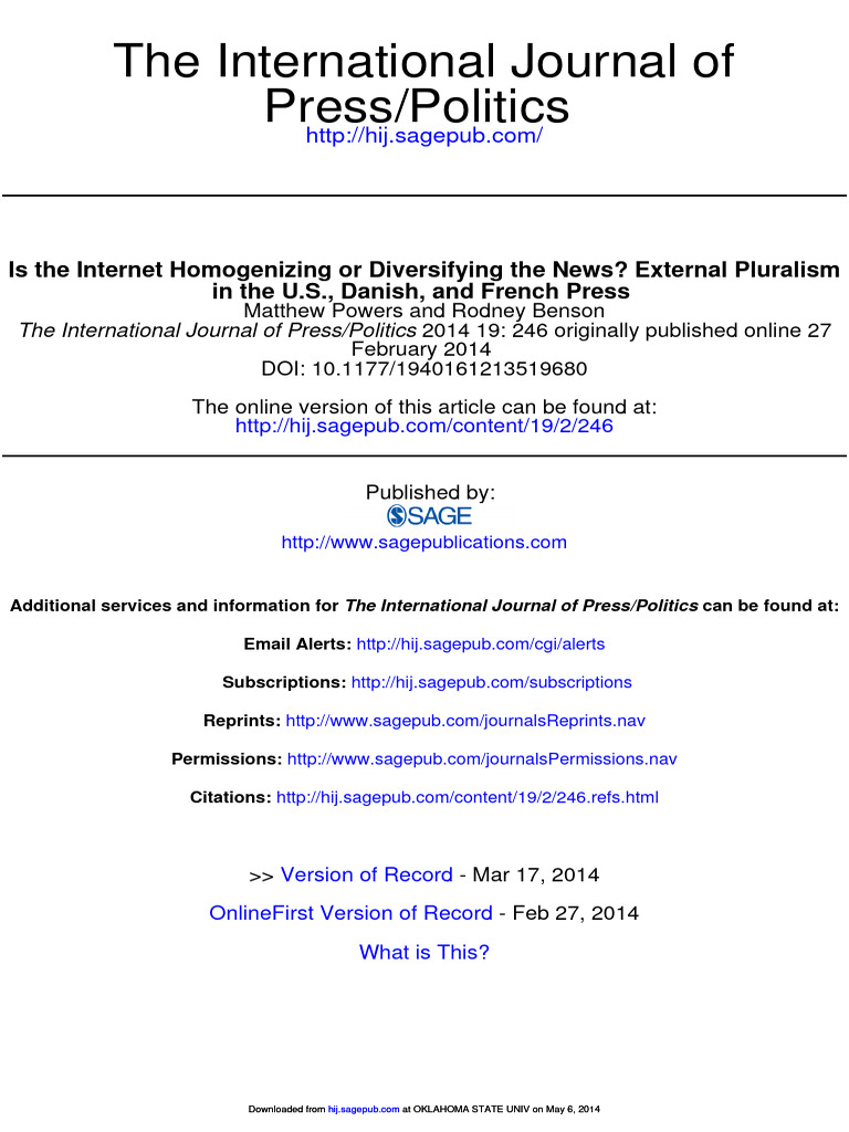 The International Journal of Press Politics 2014 Powers 246 65 | PDF ...
