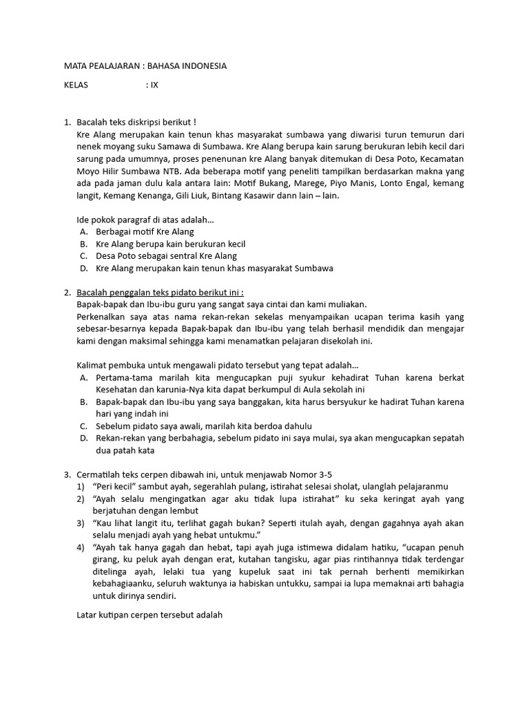 Kain Tenun Kre Alang dan Budaya Sumbawa | PDF | Seni & Disiplin Bahasa